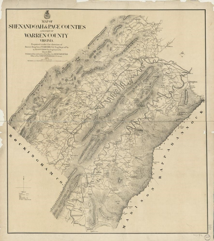 1875 Map of Shenandoah and Page Counties and Part of Warren | Etsy