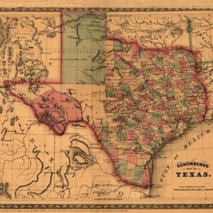 1866 Map Schönberg's Map of Texas. Entered According to | Etsy