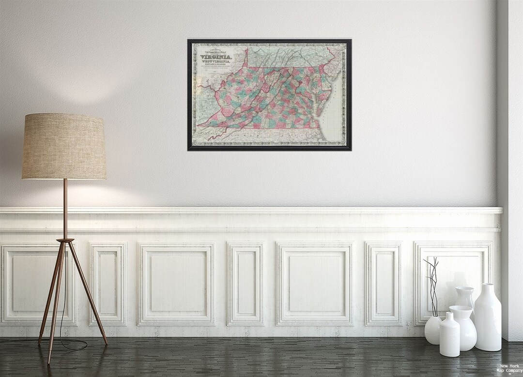Map 1880 Map Virginia West Virginia Maryland Delaware Colton's New ...