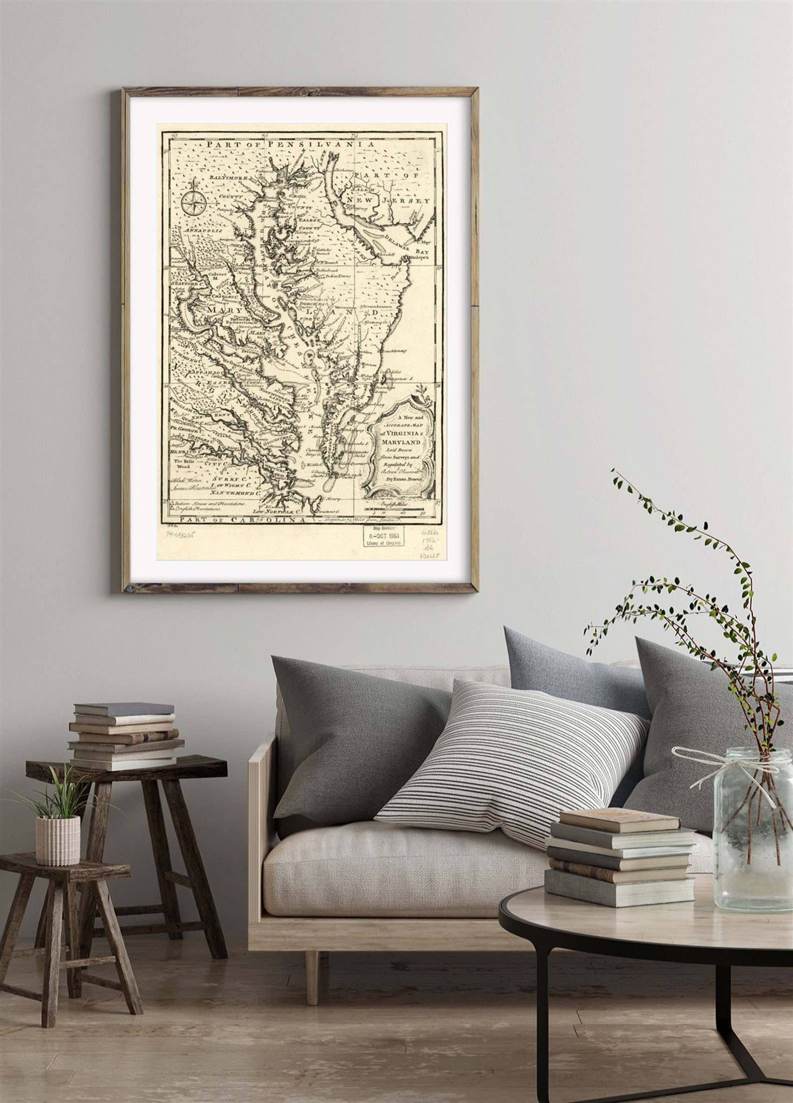 1752 Map A New and Accurate Map of Virginia and Maryland. Map - Etsy