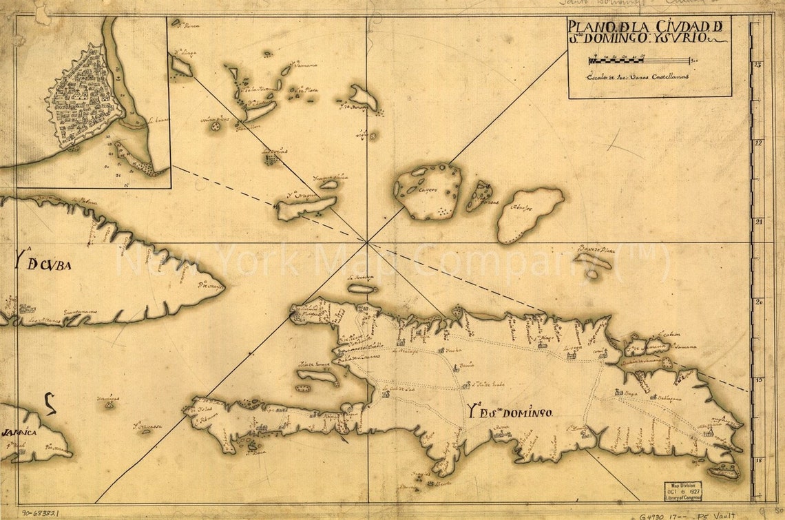 1700 Map Hispaniola Manuscript Maps Manuscript Plano De | Etsy