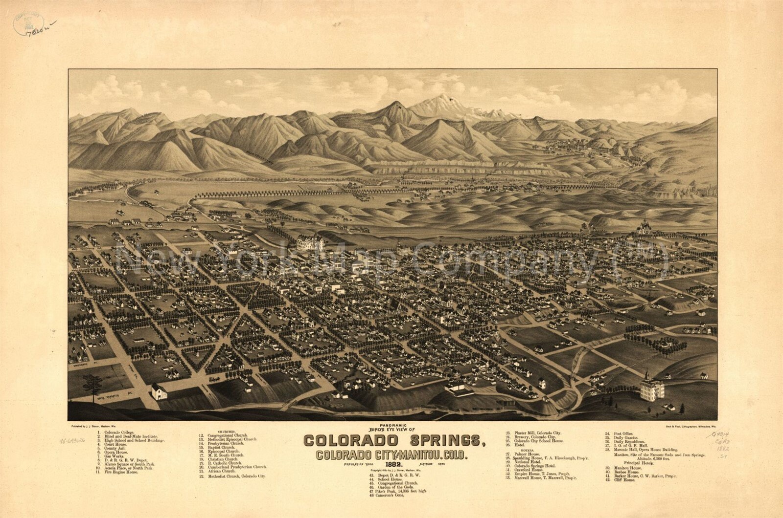 Map 1882 Map Panoramic Bird's Eye View of Colorado | Etsy