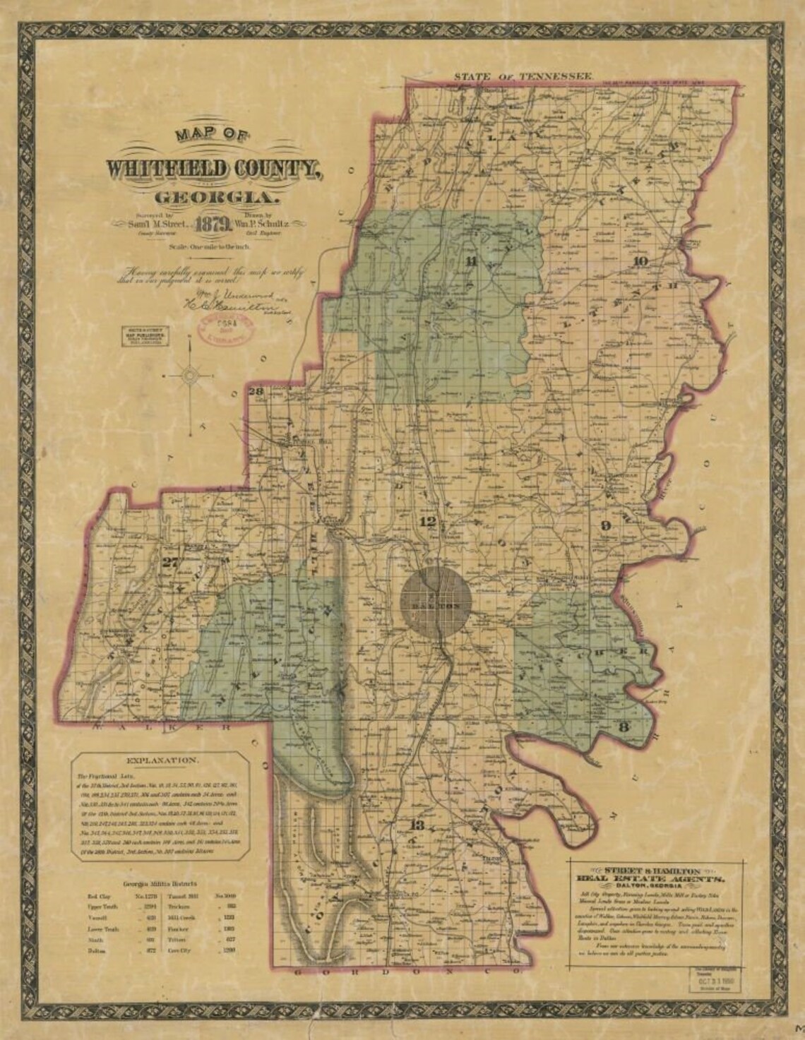 1879 Map of Whitfield County Georgia Whitfield County | Etsy