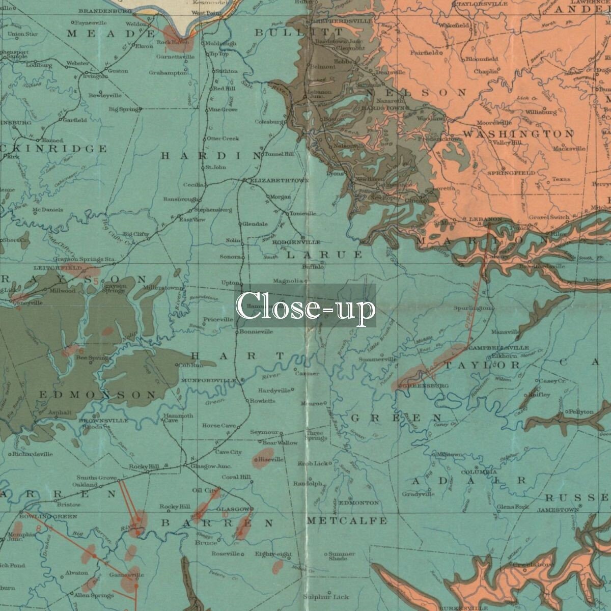 Map 1920 Map Kentucky Geologic of Kentucky: Showing Oil and | Etsy