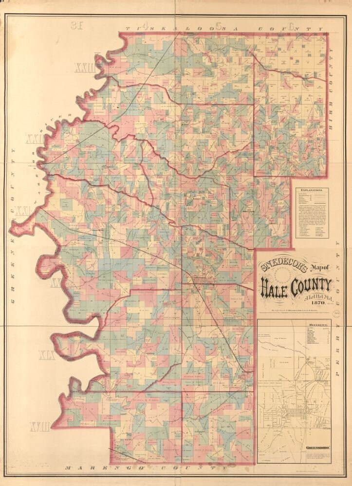 1870 Map Snedecor's Map of Hale County Alabama. Entered - Etsy