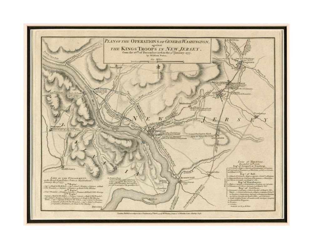 1777 Map New Jersey Plan of the Operations of General - Etsy