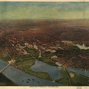 Map of Bird's-eye View of Washington D.c.the - Etsy