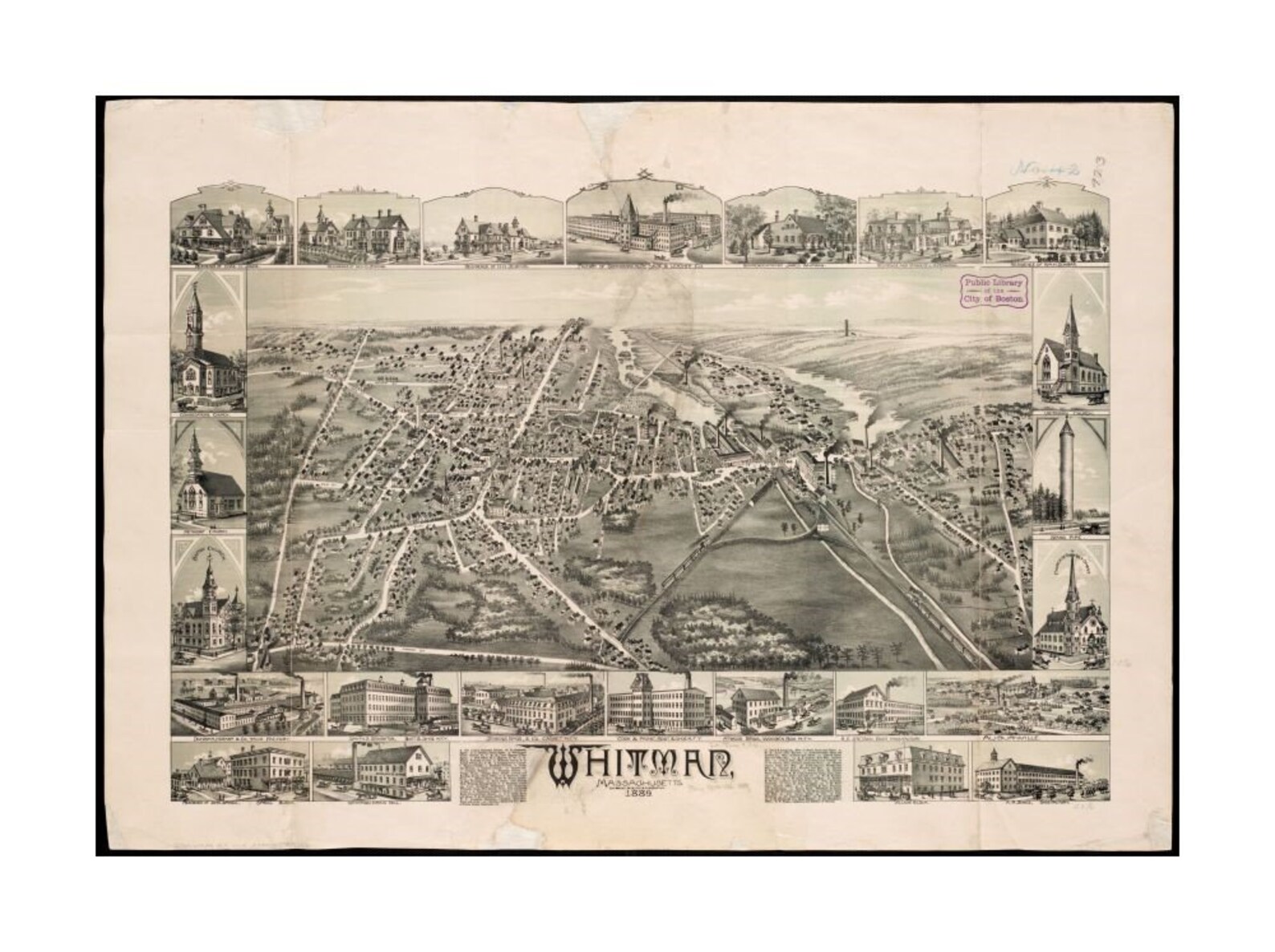 Map 1889 Map Plymouth Whitman Whitman Massachusetts: 1889 | Etsy