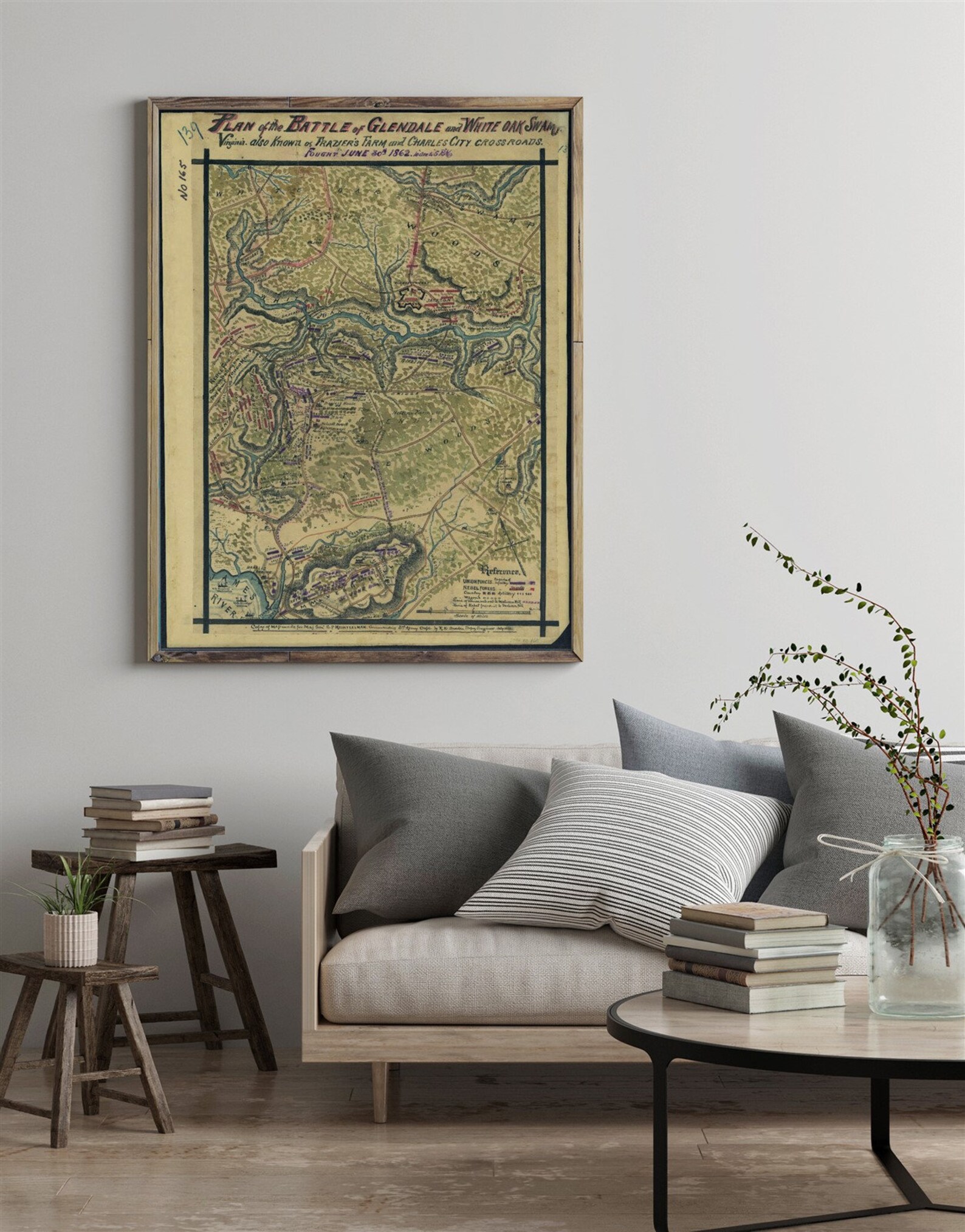 Map 1862 Map of the Battle of Glendale and White Oak Swamp - Etsy