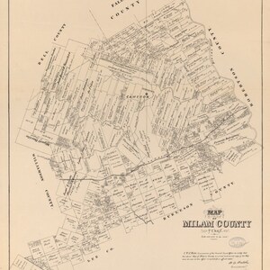 Map 1879 Map of Milam County Texas. Copyright 1879. W.C. | Etsy