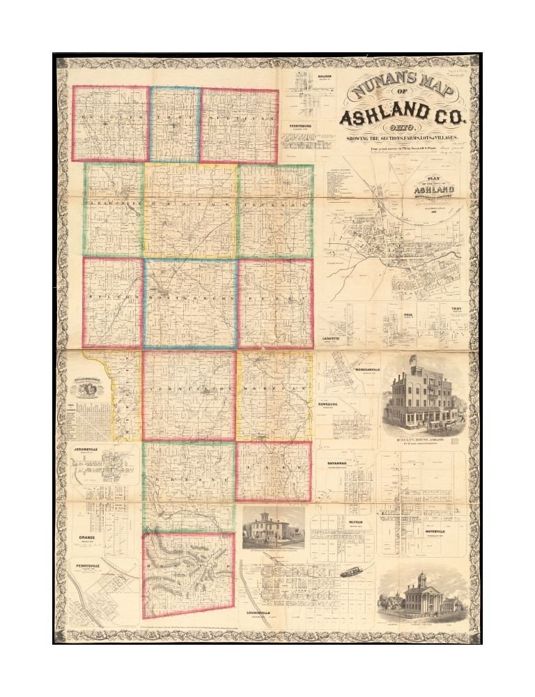 Map 1861 Map Ohio Ashland Nunan's of Ashland Co. | Etsy