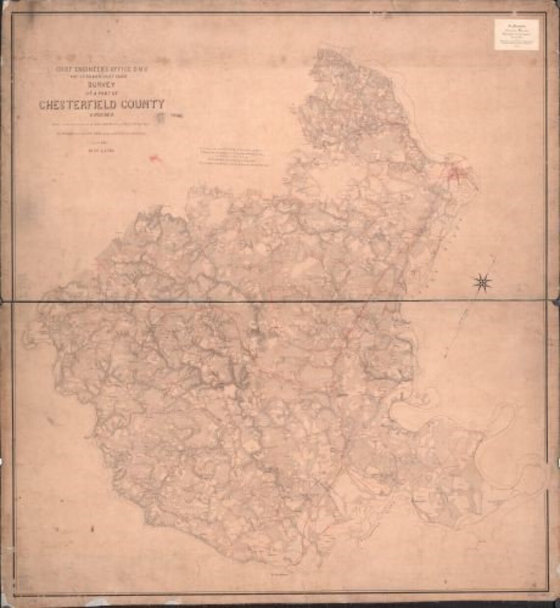 1863 Map Survey of a Part of Chesterfield County Virginia. - Etsy