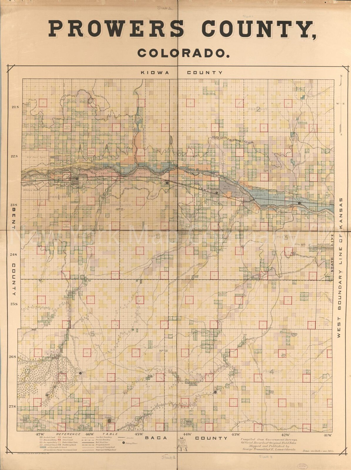 Map 1889 Map Prowers County Colorado Cadastral Colorado | Etsy