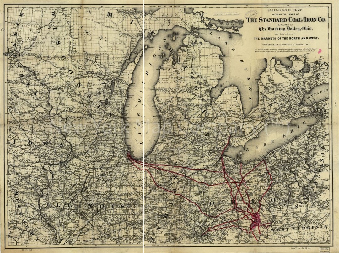 Map 1881 Map Railroad Map Showing the Lands of the Standard - Etsy
