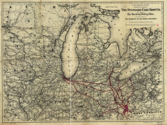Map 1881 Map Railroad Map Showing the Lands of the Standard | Etsy