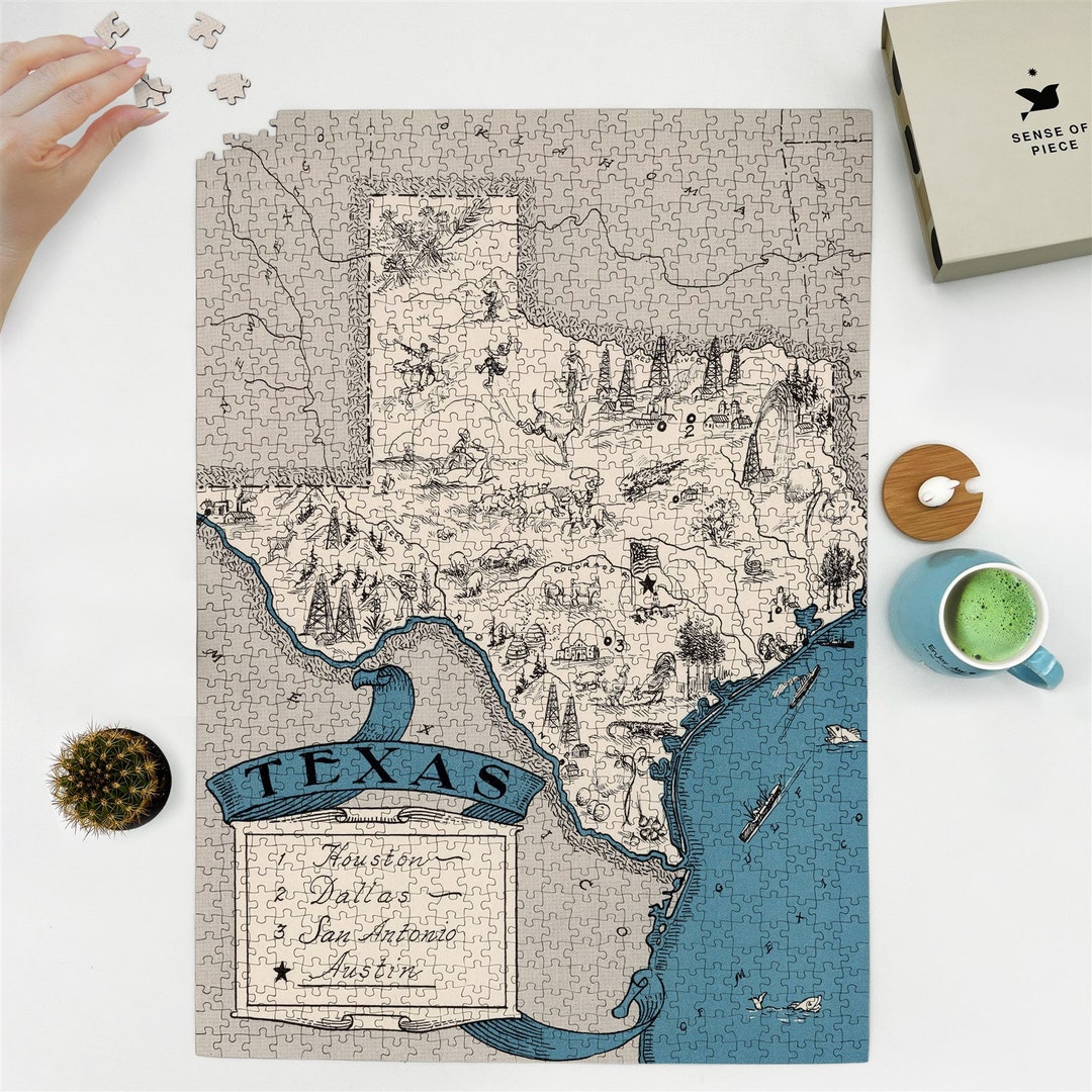 1931 Map of Texas 1000 Piece Adult Jigsaw Puzzle Family - Etsy