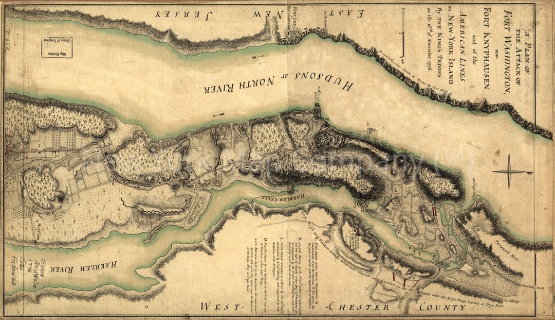 1776 Map Map of the attack of Fort Washington now Fort - Etsy.de