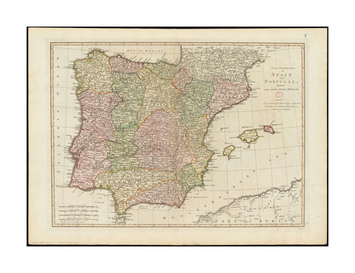 1772 Map Spain Portugal the Kingdoms of Spain and Portugal - Etsy 1772 Map Spain Portugal the Kingdoms of Spain and Portugal - Etsy