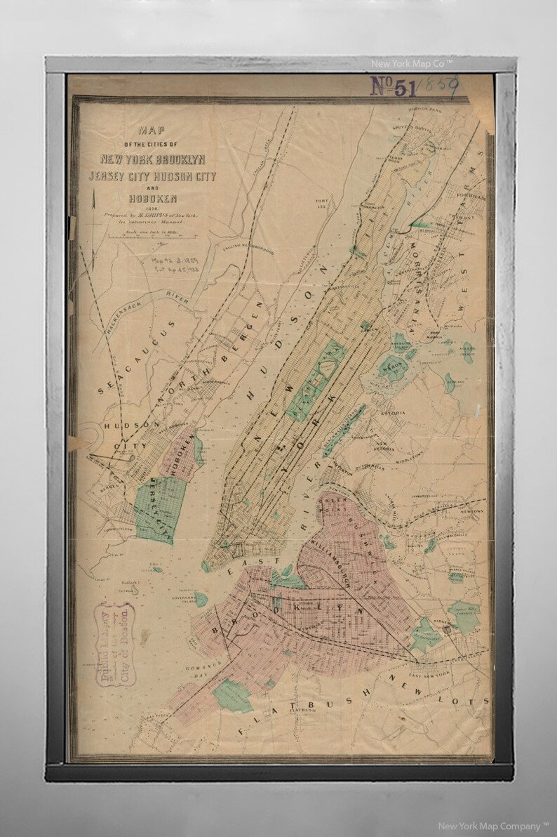 1859 Map New Yorknew Yorkof the Cities of New York - Etsy