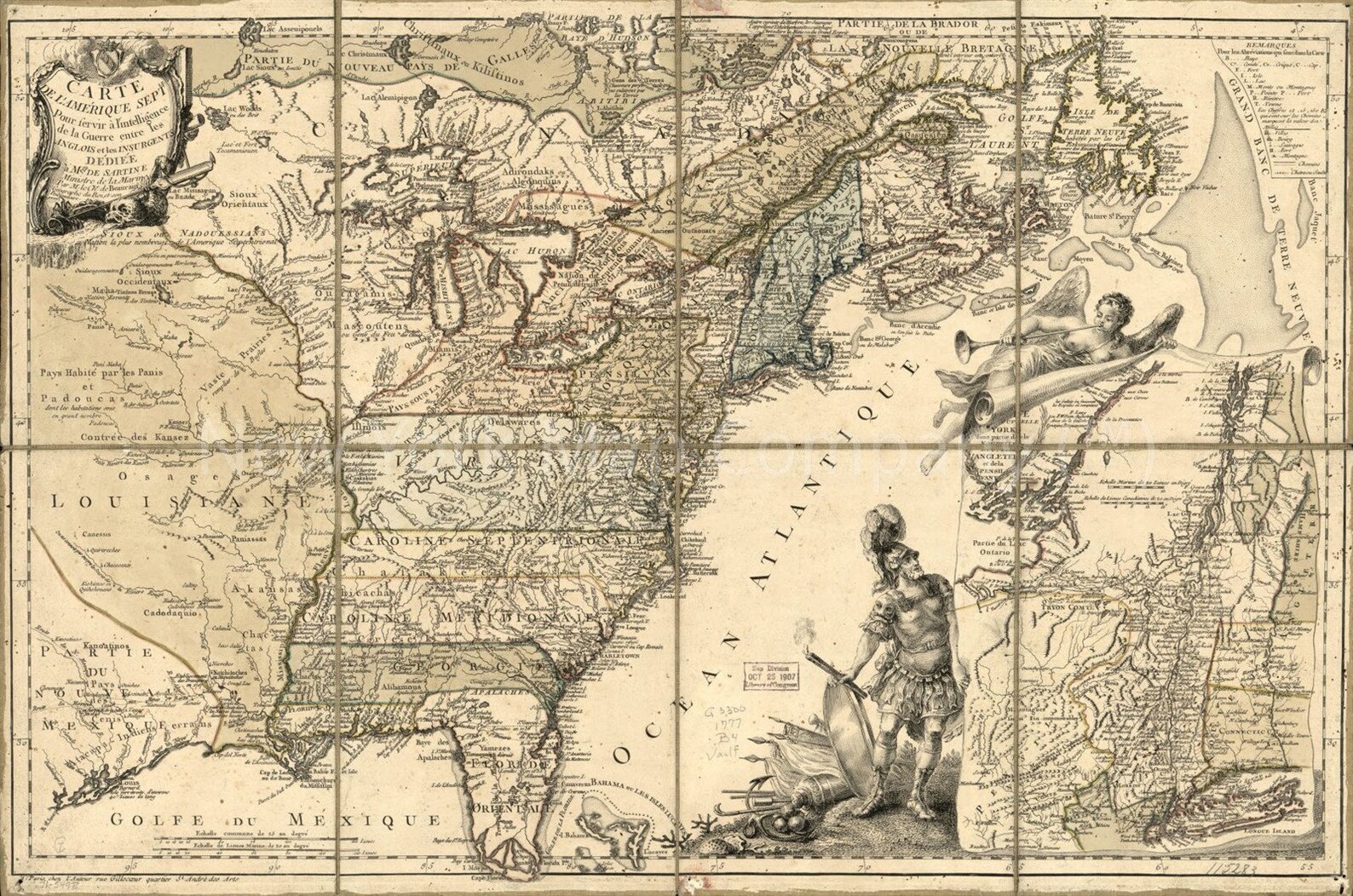 1777 Map North America Theatre De La Guerre En Amerique. Map - Etsy