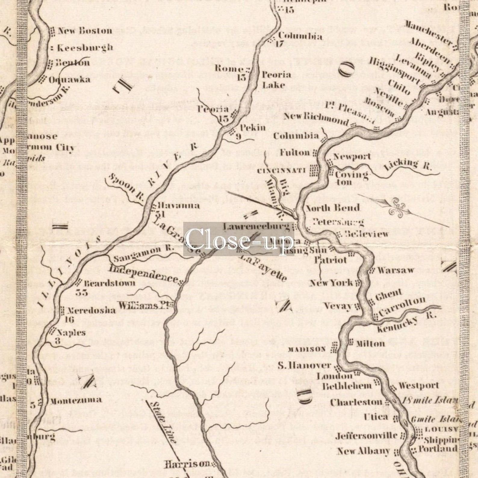 Map 1851 Map Mississippi River Illinois Illinois river - Etsy