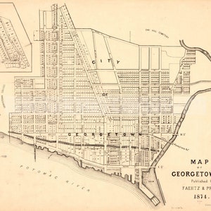 Map 1874 Map of Georgetown D.C District of Columbia | Etsy