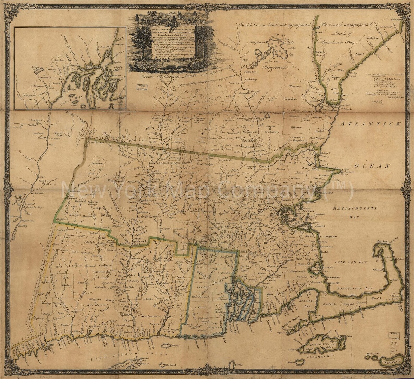 1753 Map This Map of the British Dominions of New England in | Etsy