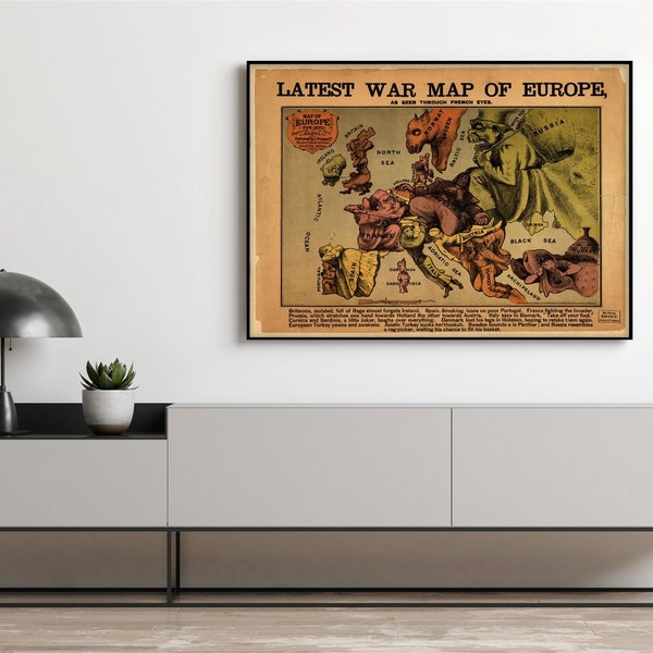 1870 Map of Europe - Etsy