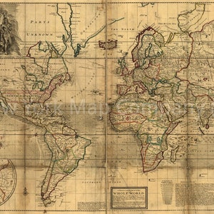 1719 Map A New and Correct Map of the Whole World. Map - Etsy