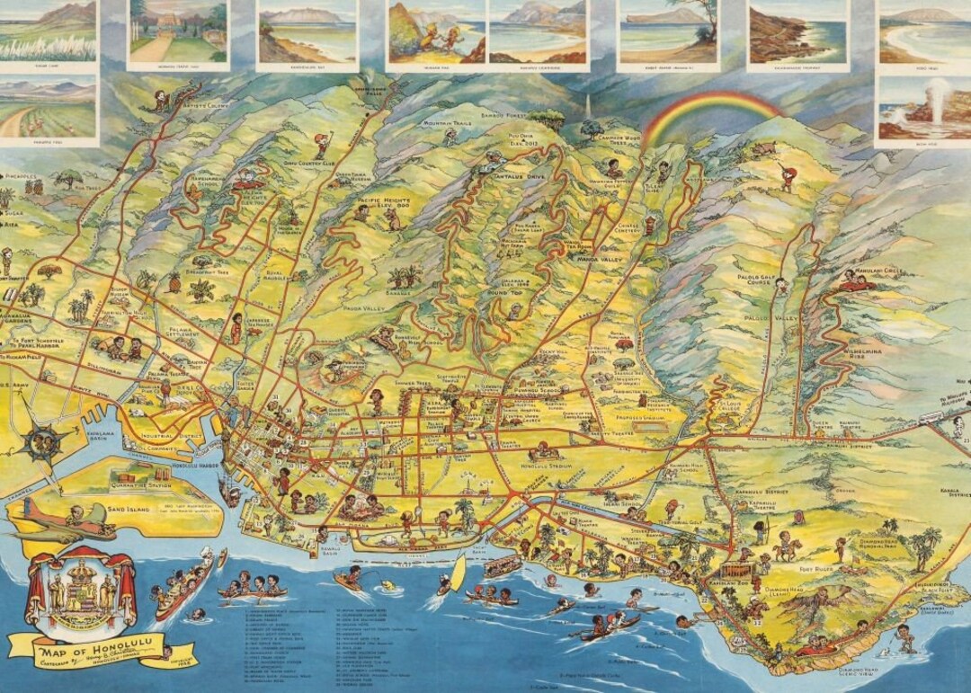 1000 Piece Puzzle 1948 Pictorial Map of Honolulu. Cartograph - Etsy
