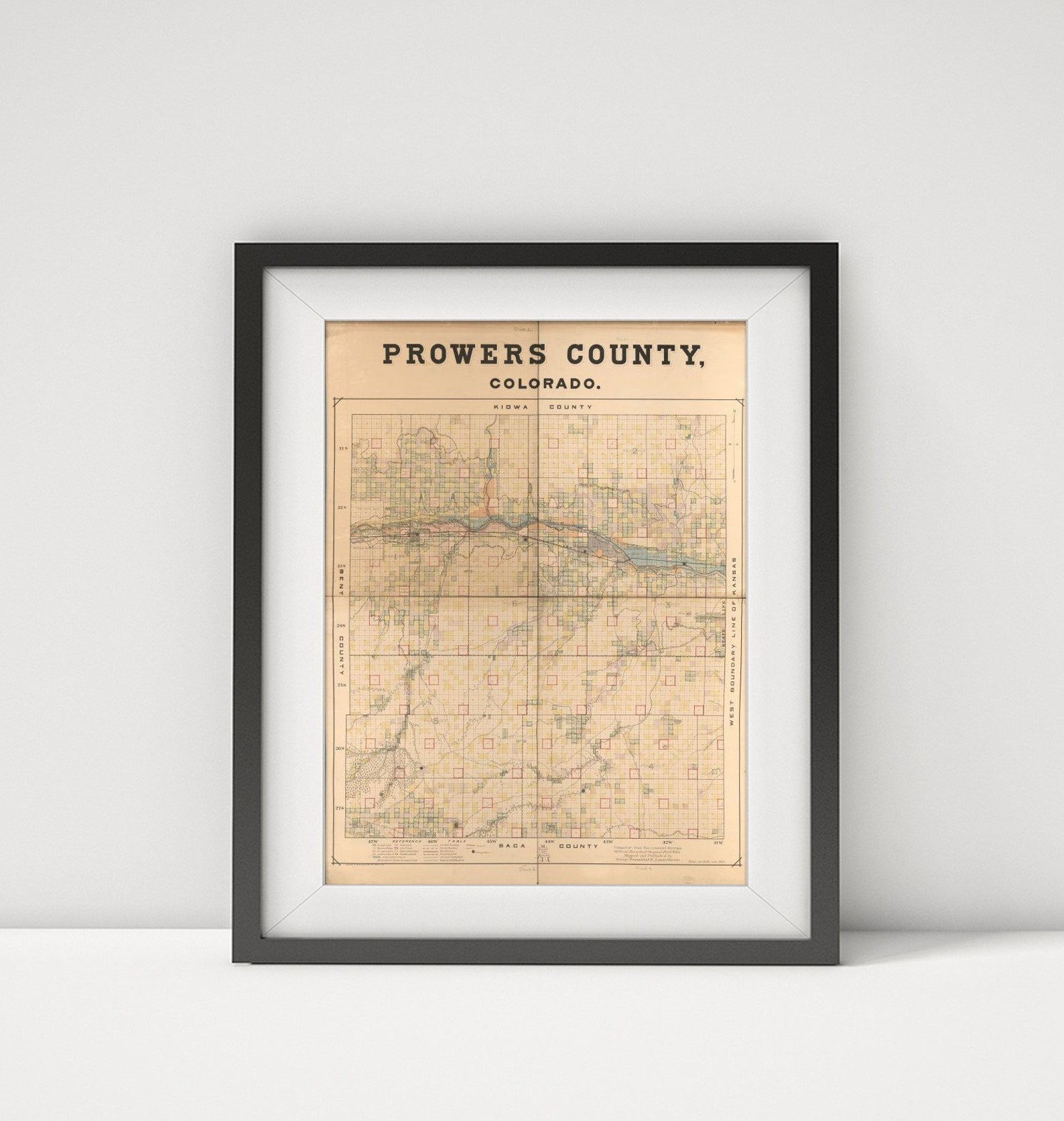 Map 1889 Map Prowers County Colorado Cadastral Colorado | Etsy