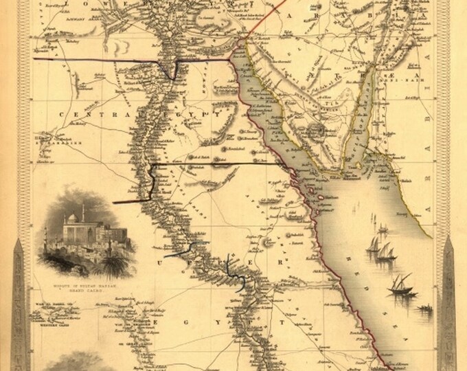 1800 Map Egypt and Arabia Petræasize 18x24 Ready to Frame ...