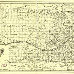 Map 1889 Map Railway Map of Nebraska Issued by State Board of ...
