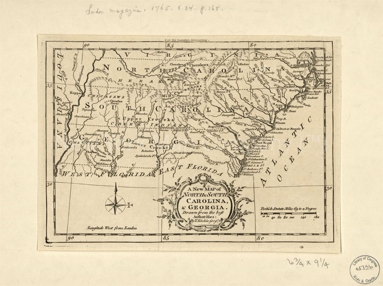 1765 Map A New Map of North and South Carolina and Georgia. | Etsy
