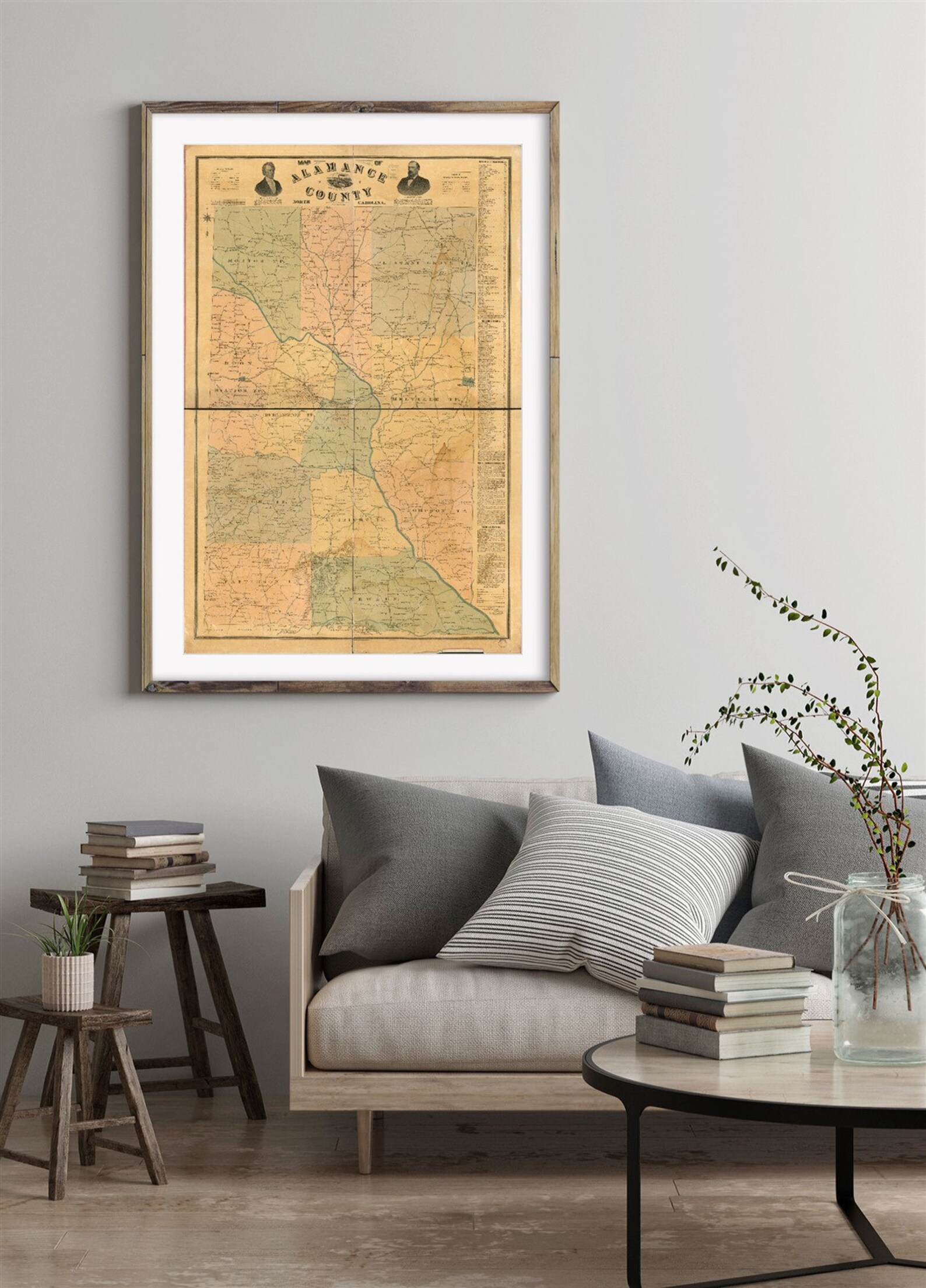 Map 1893 Map of Alamance County North Carolina Alamance | Etsy