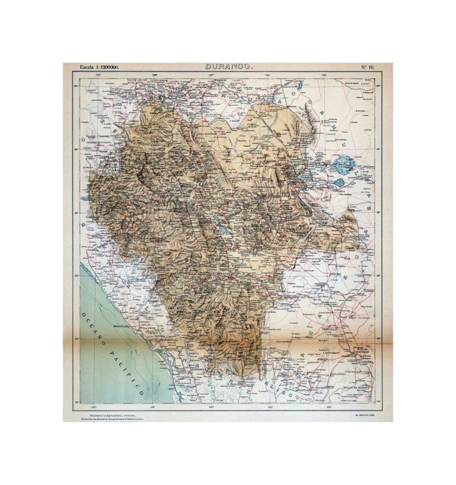 Map Durango. Secretaria De Agricultura Y Fomento: Direccion De - Etsy