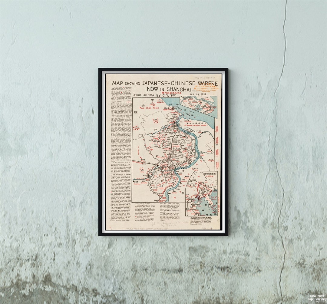 Map: 1932 Map China Shanghai Showing Japanese-chinese - Etsy