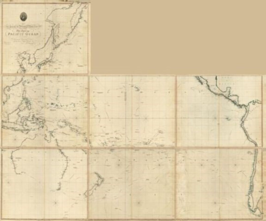 1798 Map Chart of the Pacific Ocean : Drawn From a Great - Etsy