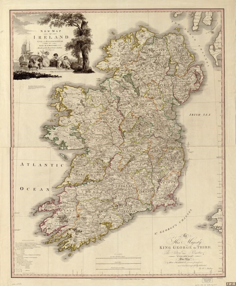 1797 Map A New Map of Ireland: Civil and Ecclesiastical S.I. - Etsy
