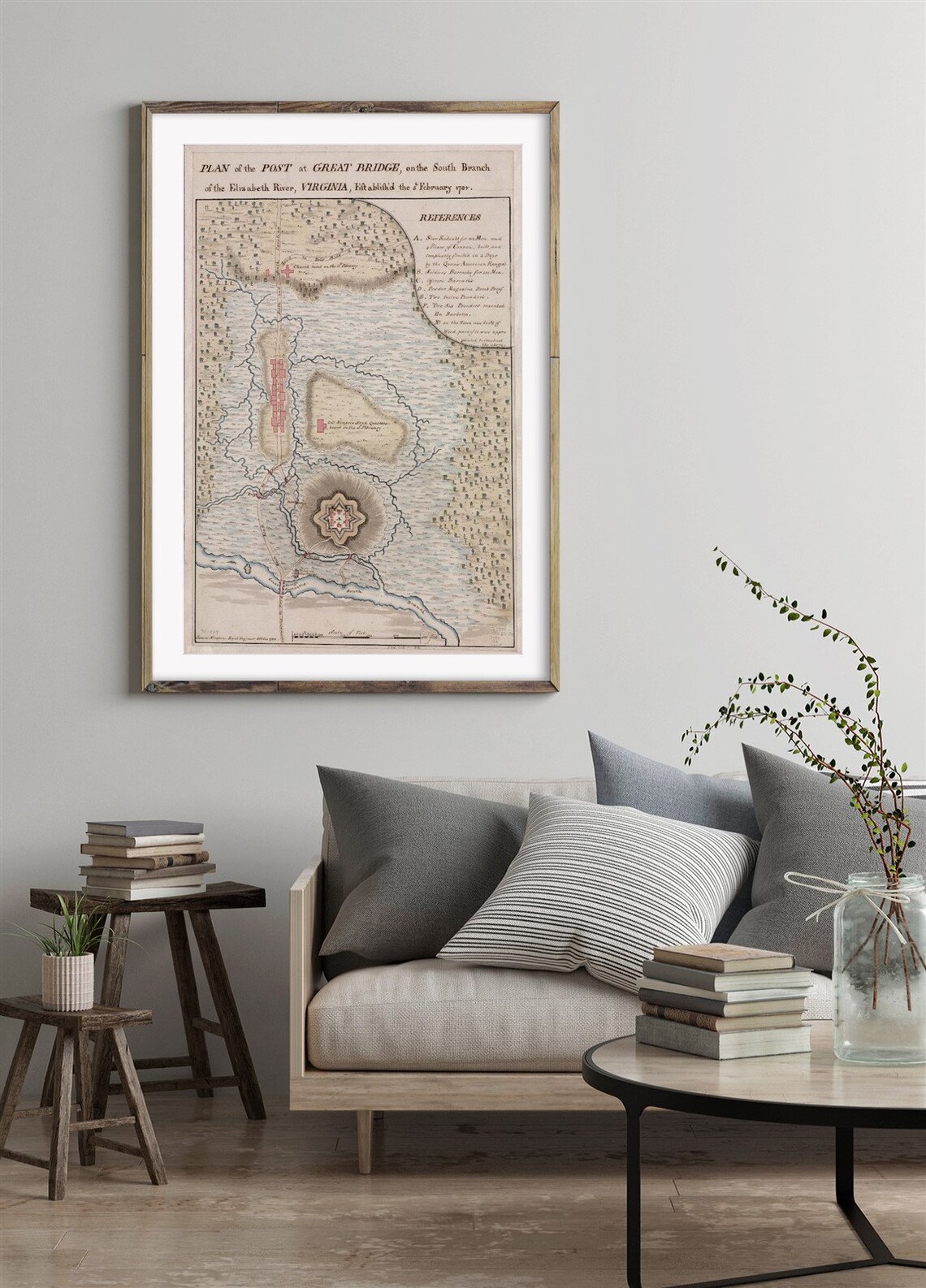 1788 Map Plan of the Post at Great Bridge on the South Branch - Etsy