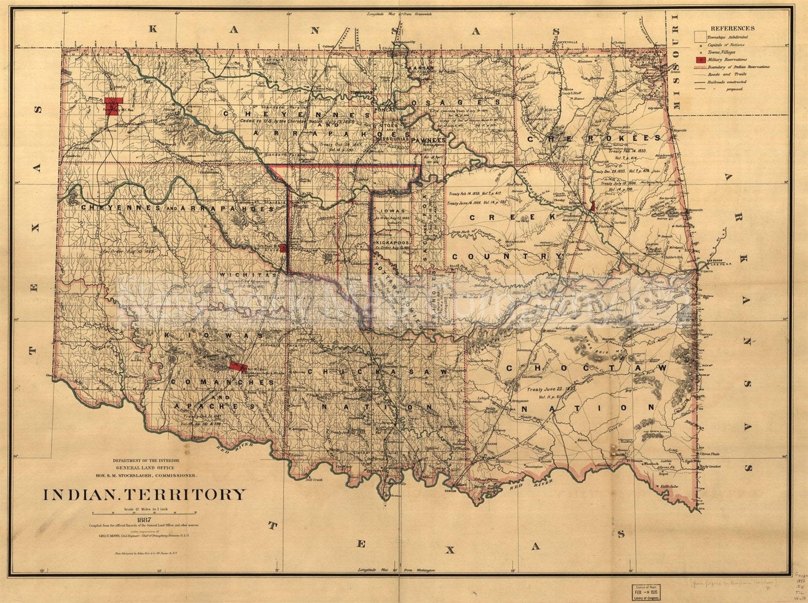 Map 1887 Map Indian Territory: Compiled From the Official - Etsy