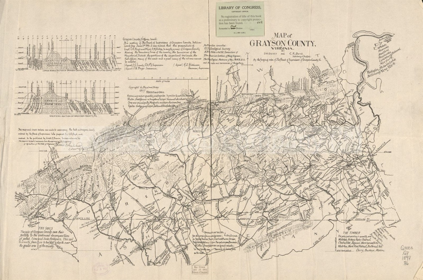 Map 1897 Map of Grayson County Virginia Cadastral | Etsy