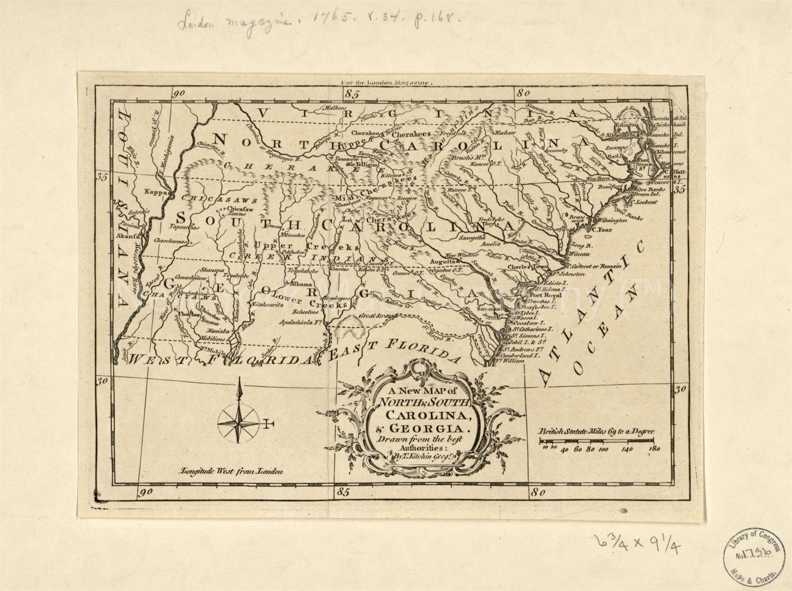 1765 Map A New Map of North and South Carolina and Georgia. | Etsy