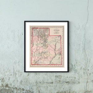 Map Gray's New Map of Utah by Frank A. Gray. the National - Etsy
