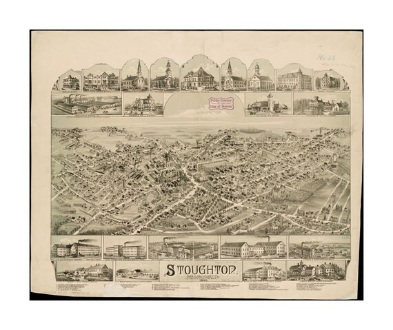 Map 1890 Map Norfolk Stoughton Stoughton Massachusetts: | Etsy