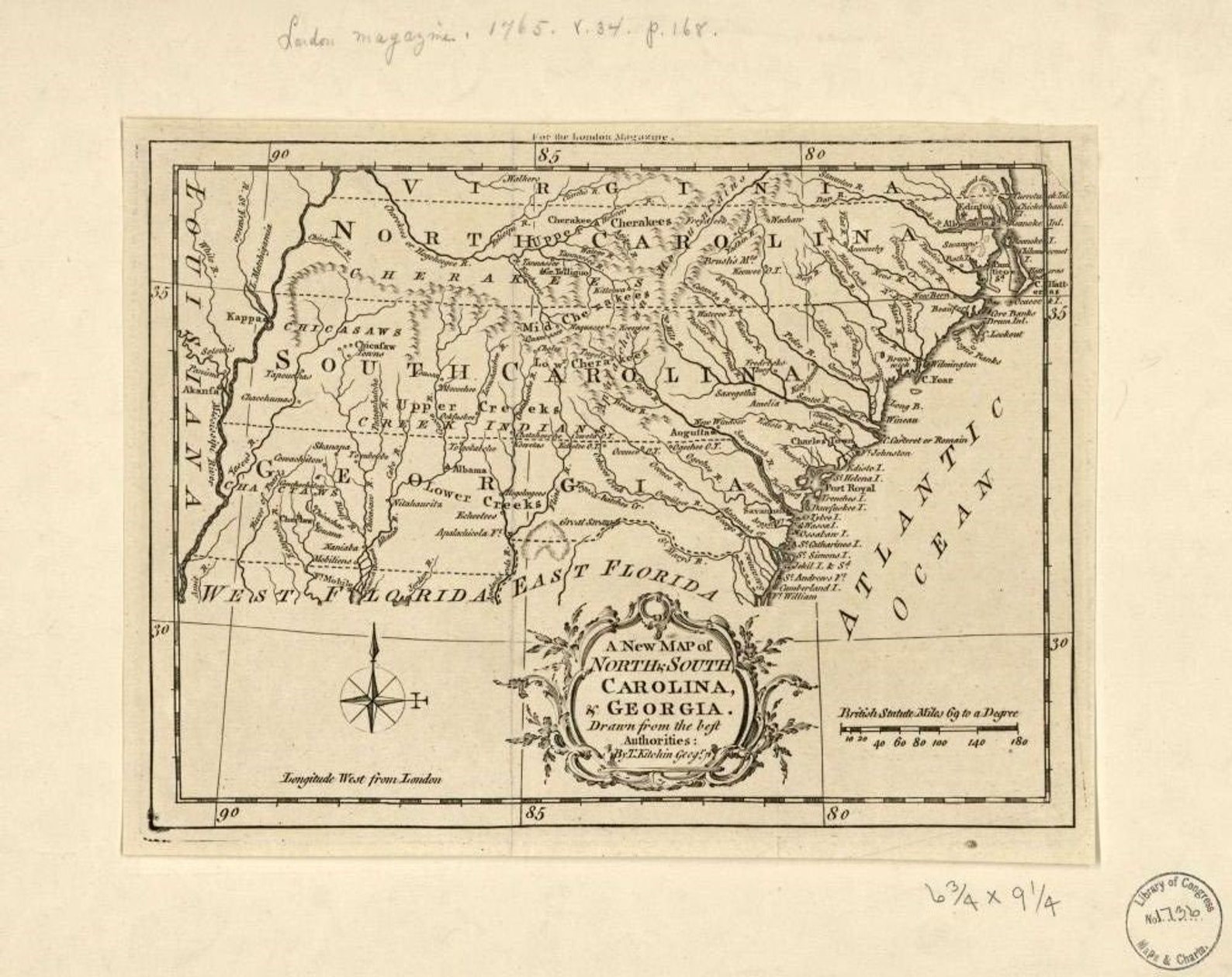 1765 Map A New Map of North and South Carolina and Georgia. | Etsy
