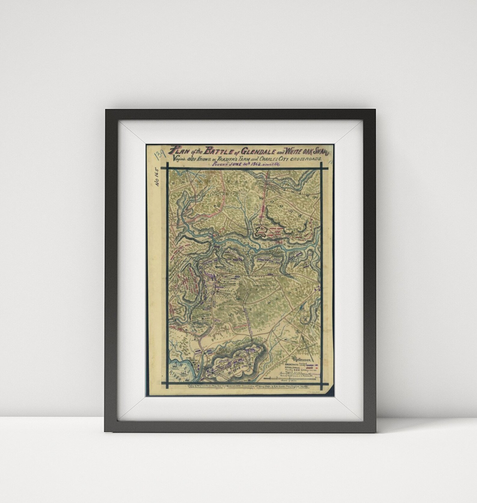 Map 1862 Map of the Battle of Glendale and White Oak Swamp - Etsy