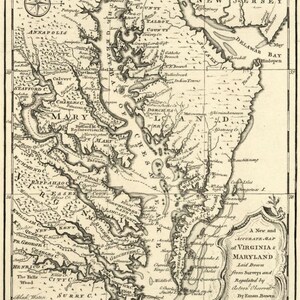 1752 Map A New and Accurate Map of Virginia and Maryland. Map - Etsy