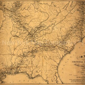 Map 1839 Map A Map of the Georgia Rail Road and the Several Lines of ...