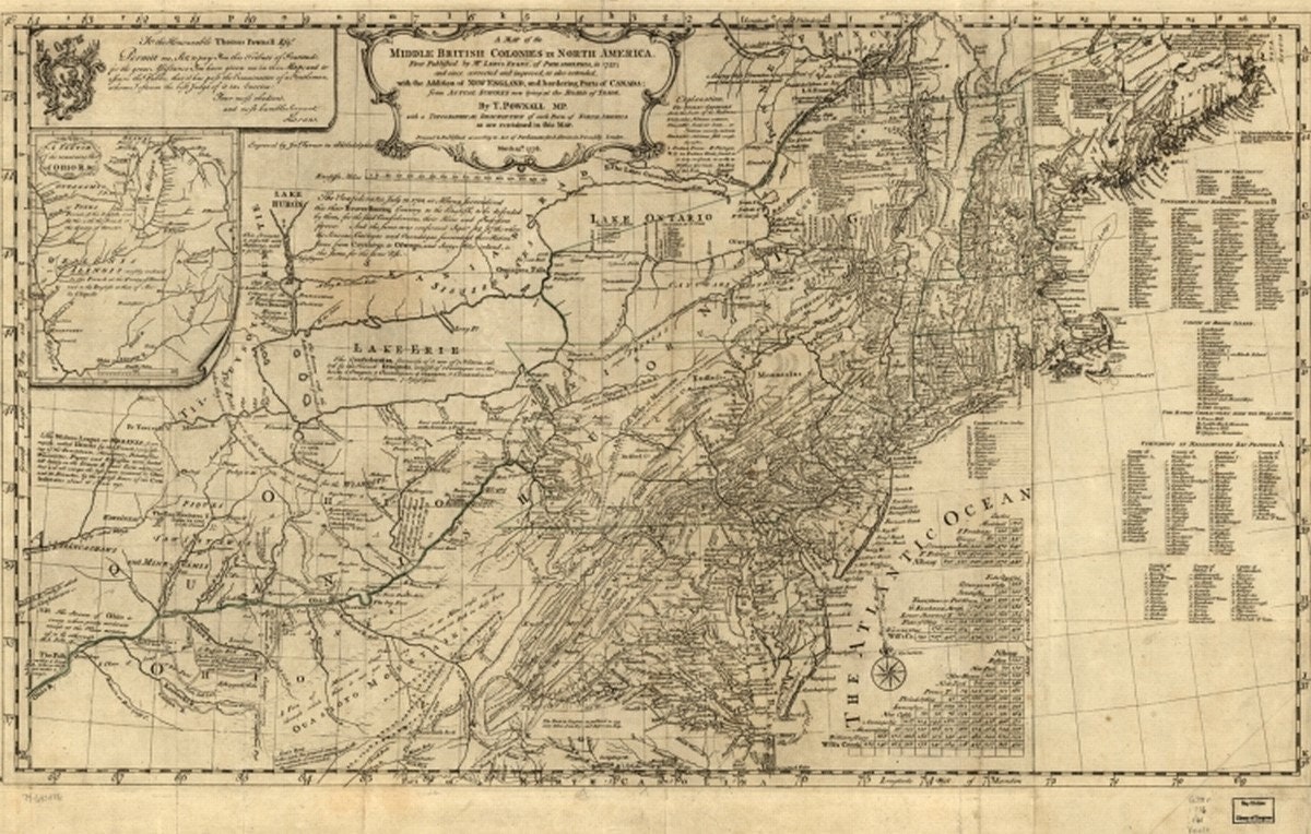 1776 Map A Map of the Middle British Colonies in North - Etsy